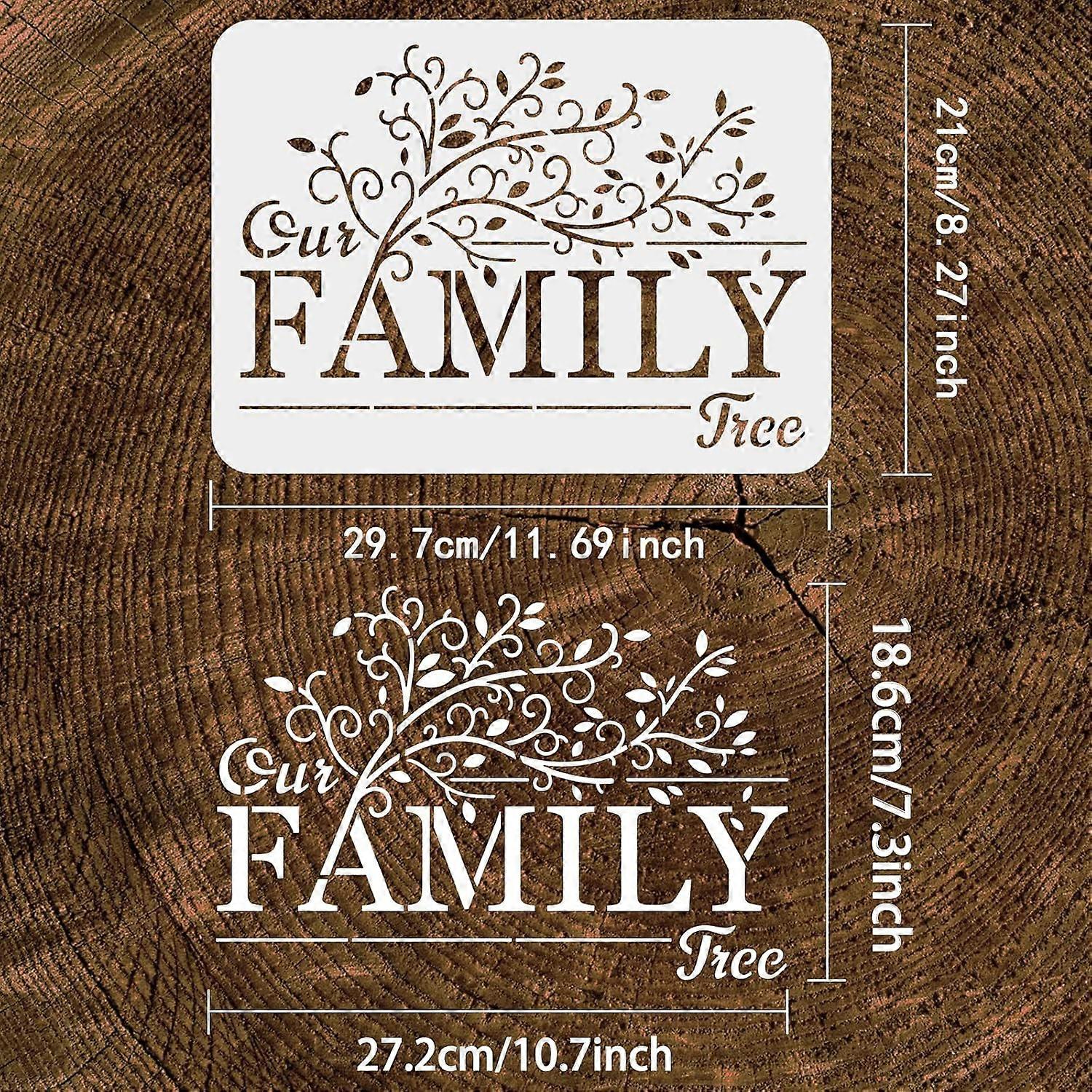 Family Tree Stencil 29.7x21cm Reusable Tree Stencil Tree with Text Our ...