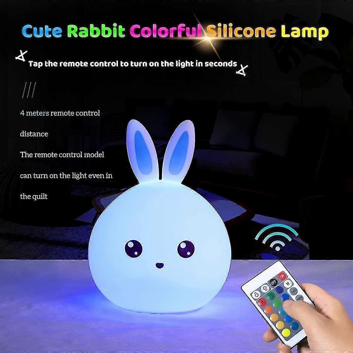 Baby Rabbit Silicone Led Night Light, Rechargeable Baby Toddler Night ...