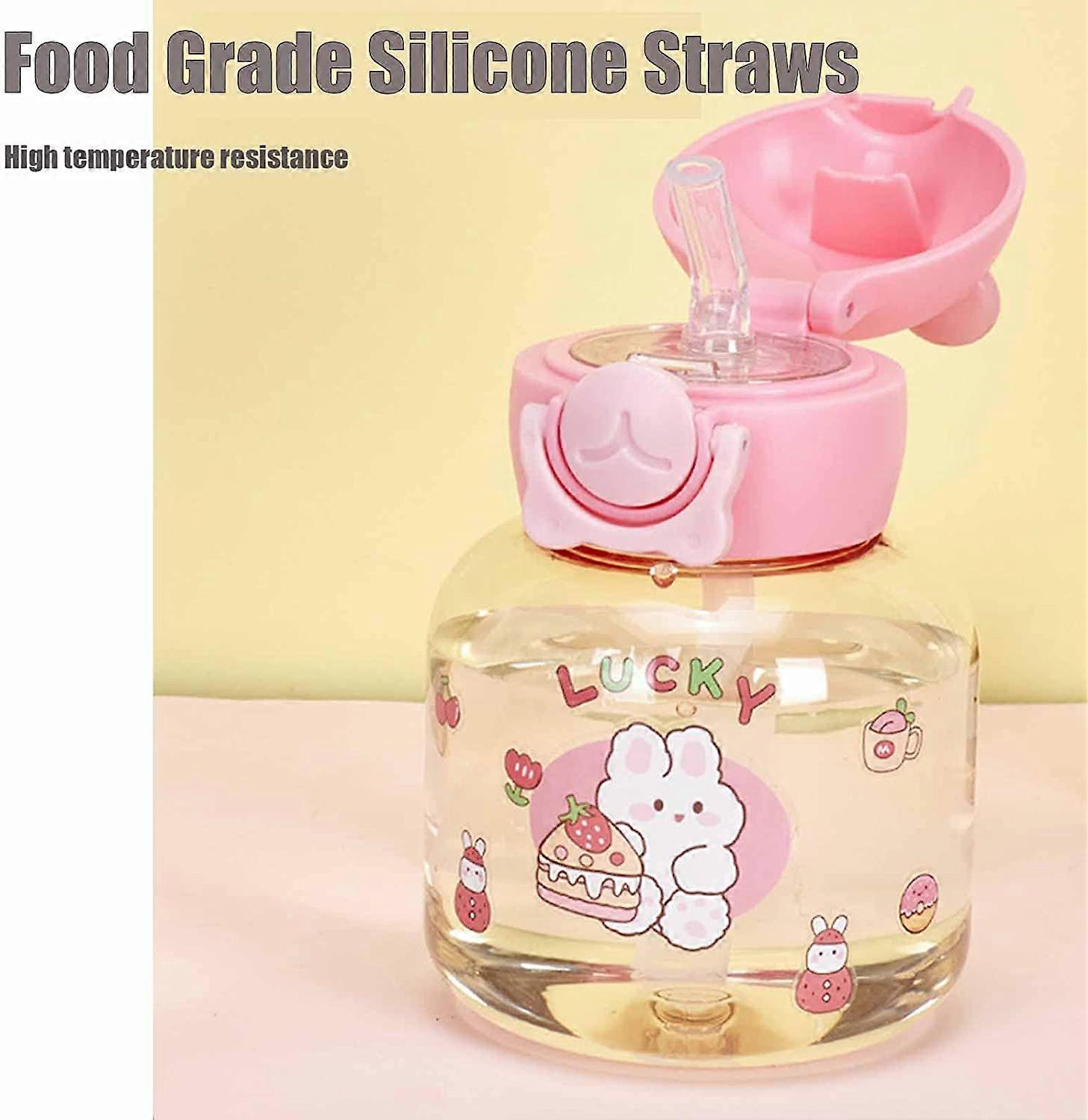 1pc Kawaii Water Bottle Kawaii Bear Water Bottle Cute Pot Belly Cup with Cup Sleeve with Straw ...