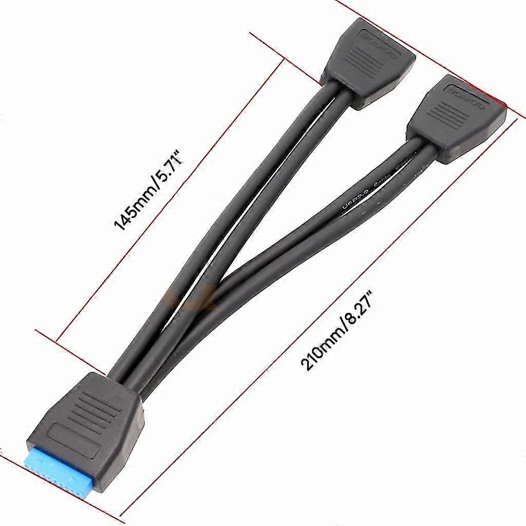 2 Port USB 3.0 Female to 20 Pin Header Motherboard Cable Internal ...