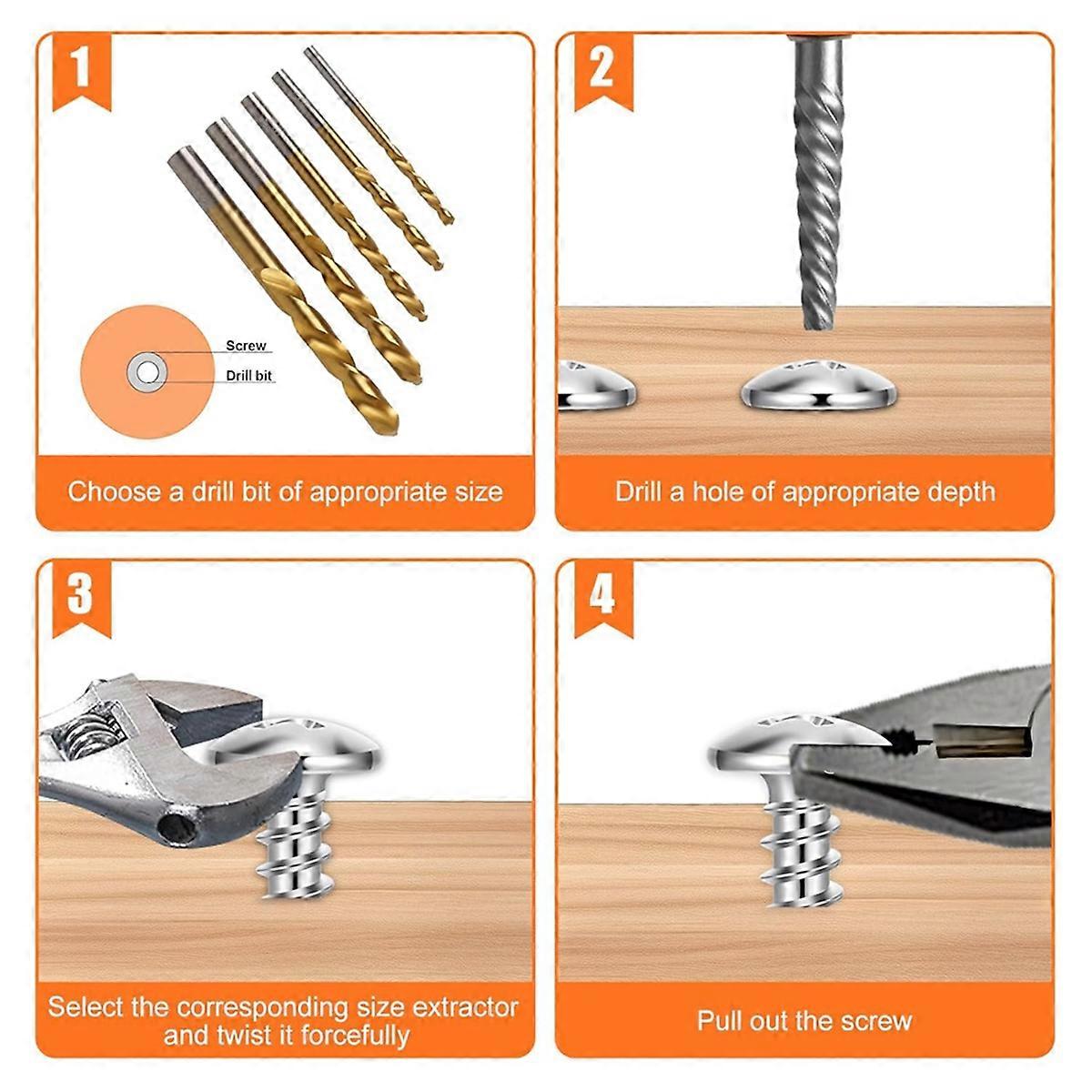 10-Piece Screw Extractor Set, for Removing Stripped Screws and Broken ...