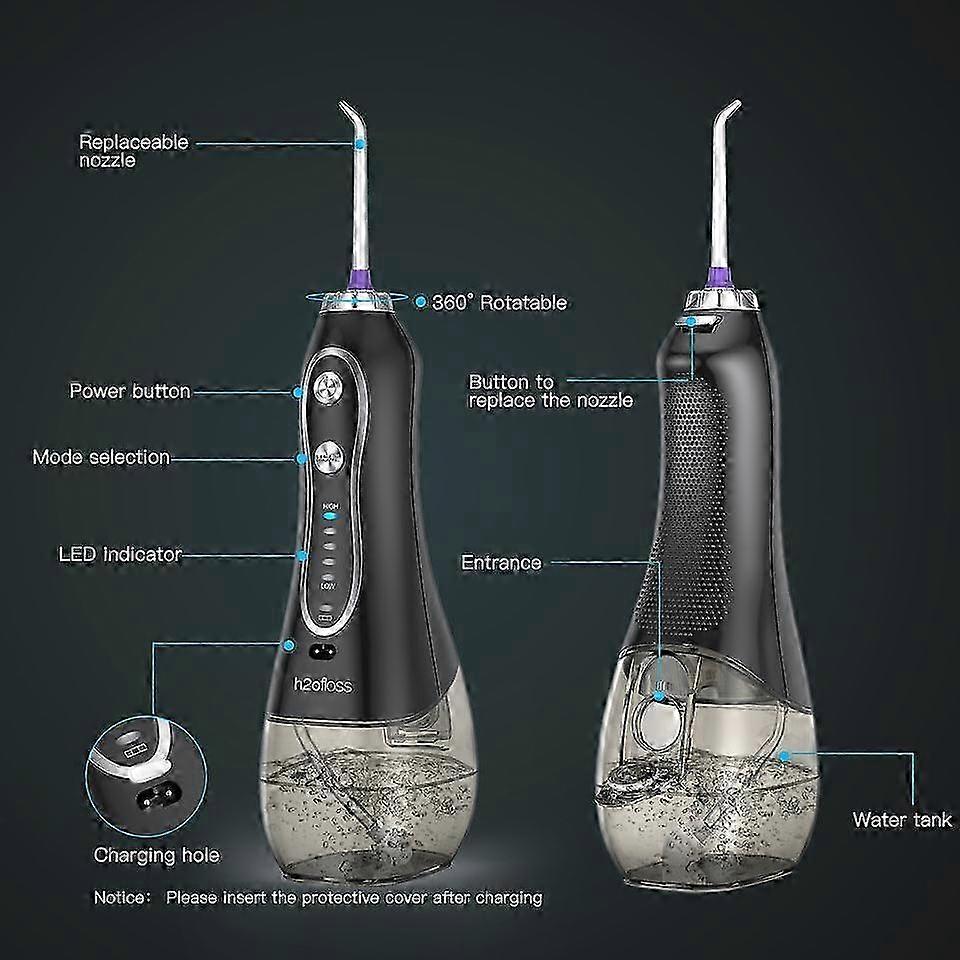 H2ofloss HF-6 Cordless & Portable Water Flosser with 5 Nozzle Tips ...