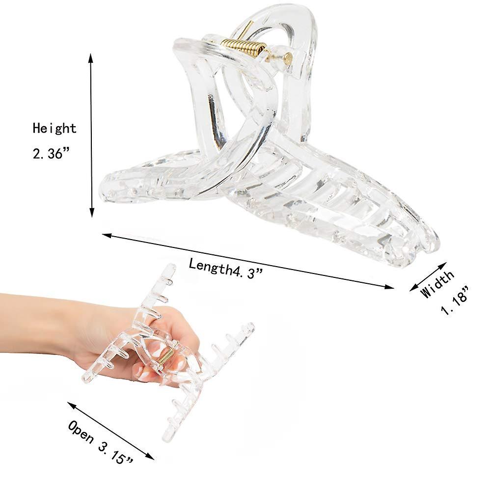 Heytea Clear Hair Claw Clips for Thick/Fine/Thin Hair,Strong holding ...