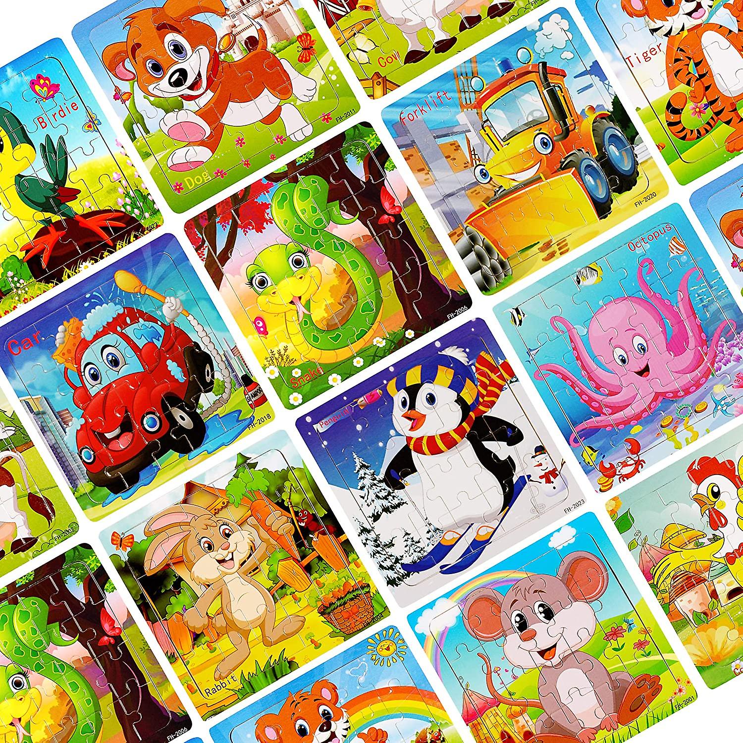 12-pack Wooden Jigsaw Puzzles For Kids Age 3-6 Year Old Animals ...
