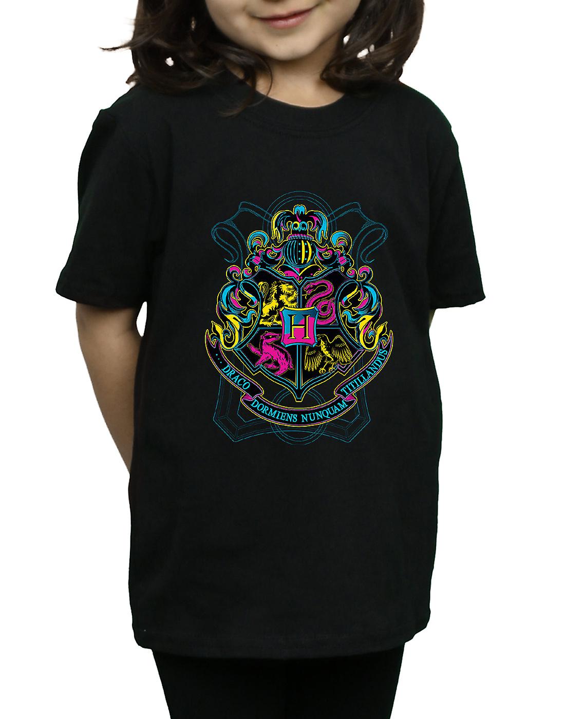 Harry Potter Girls Neon Hogwarts Crest T-Shirt | Fruugo UK