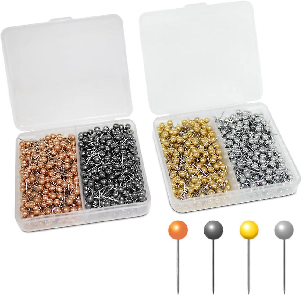 800 PCS Map Tacks 1/8-Inch Retro Metallic Color Beads, Head Marking Push Pins for World Map ...