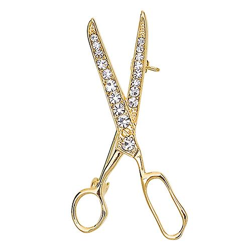 Fornnerg Lovely Handmade Rhinestone Scissor Gold-Plated Brooch Pin ...
