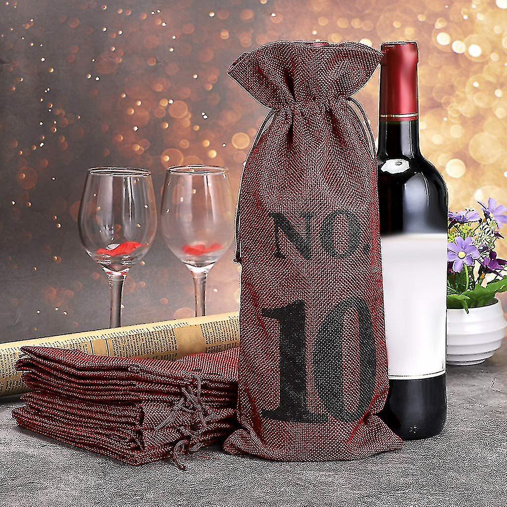 1 To 10 Burlap Wine Bags Blind Tasting Drawstring Drawstring Pocket ...
