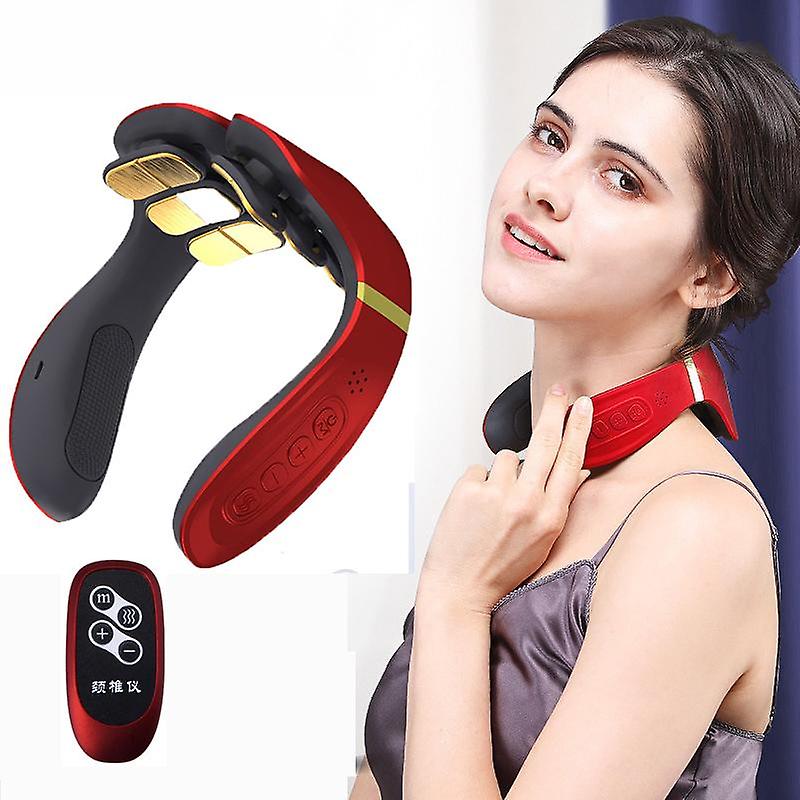 6 Head Cervical Massager Remote Control Hot Compress Neck Massager ...