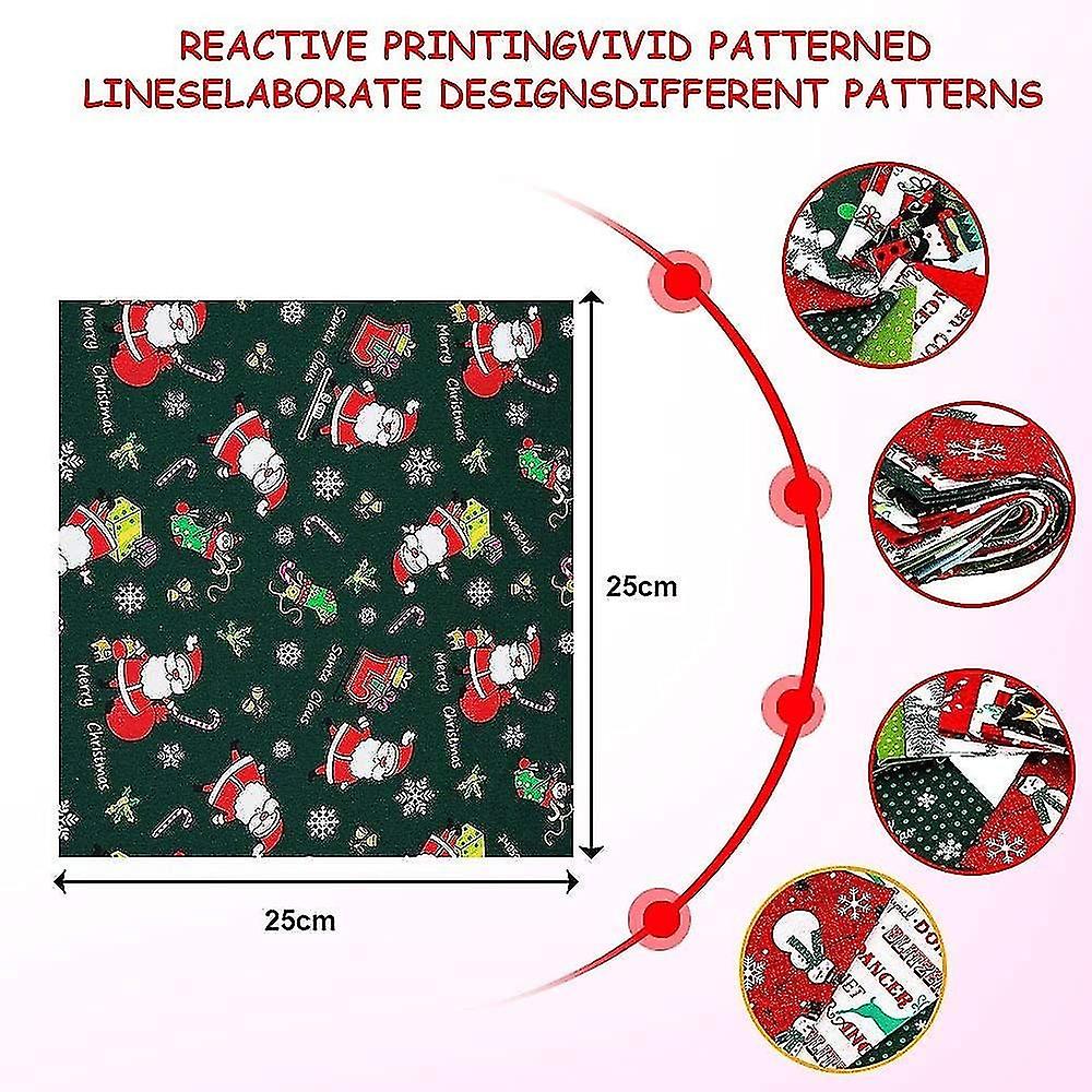 10 Pieces Christmas Cotton Fabric Christmas Printed Cotton Fabric ...