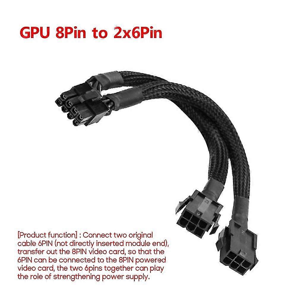 8pin Male To Dual 6 Pin Female Cable Adapter Dual- 6pin To 8-pin Gpu ...
