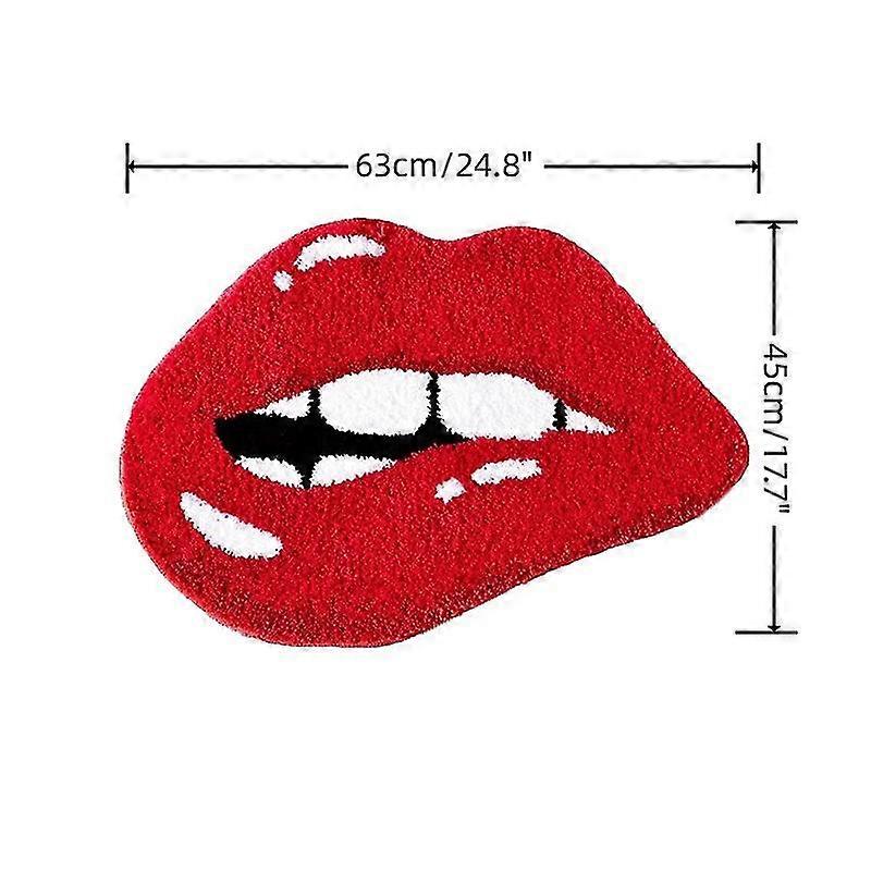 Valentine's Day Bathroom Rug Non Slip Cute Red Lips Heart Shape ...