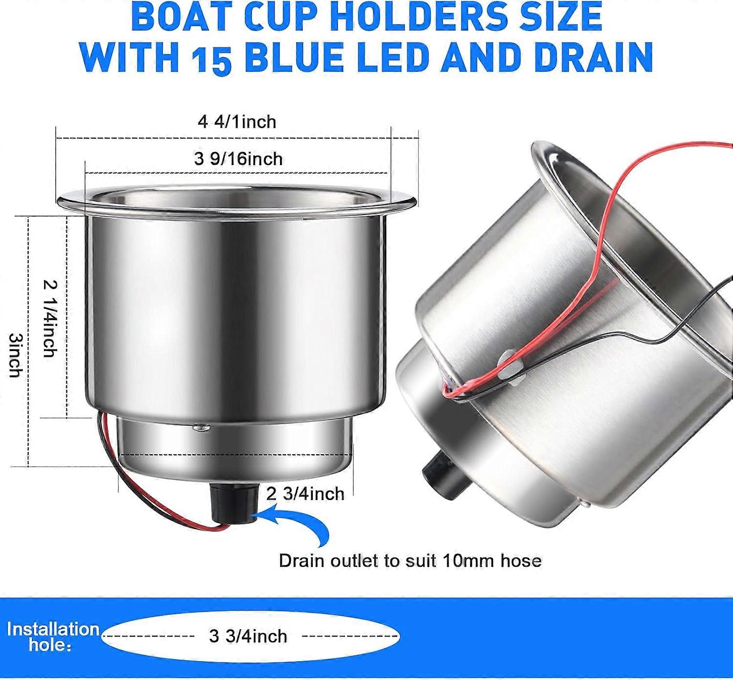 6 Pcs LED Cup Holder Marine Cup Drink Holder Stainless Steel Cup ...