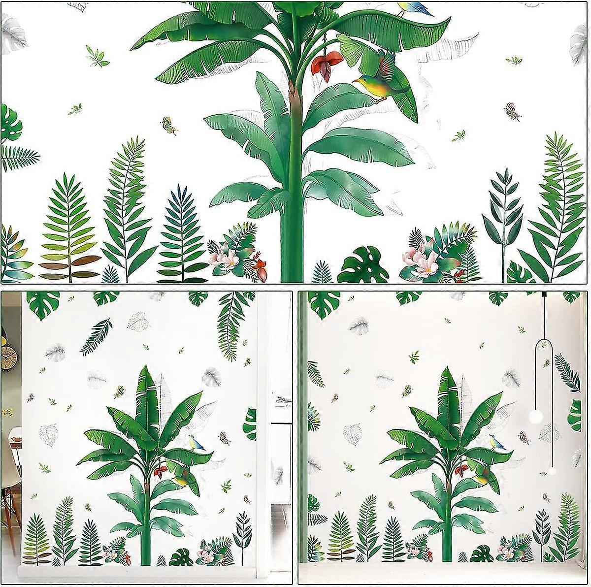 Wabjtam Giant Green Tree Wall Decals 3d Tropical Tree Leaf Flowers Wall ...