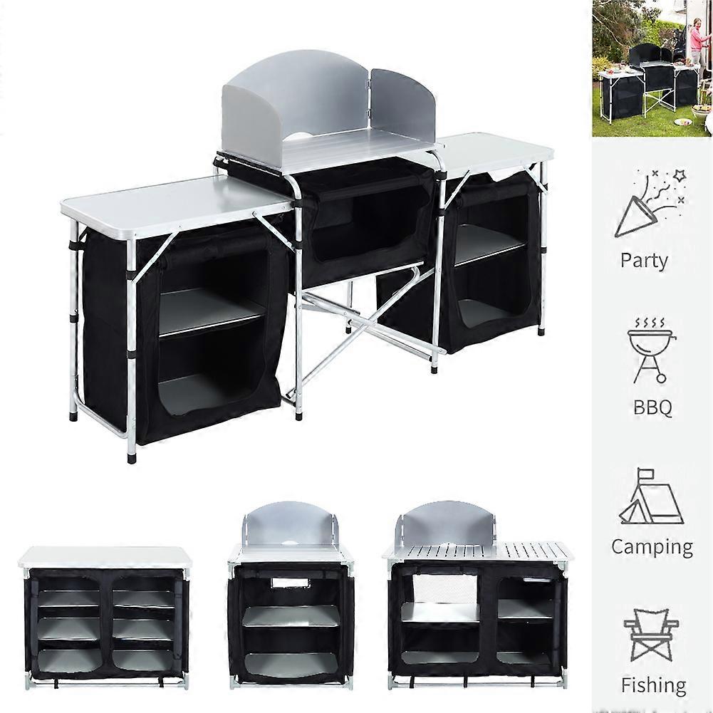 Folding Camping Kitchen Table Unit Double-Sided Worktop | Fruugo UK
