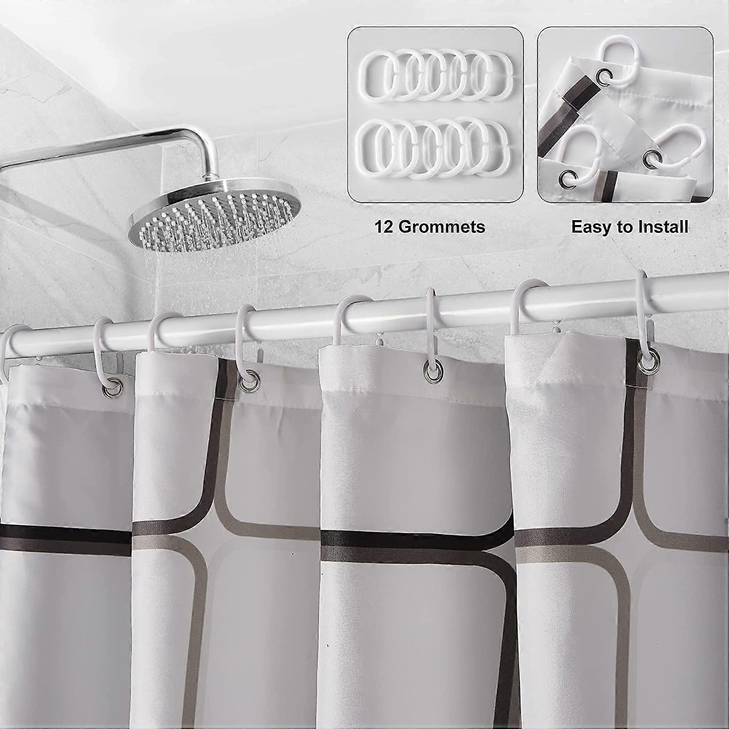 Mildew Proof Shower Curtain,with 12 Hooks, White | Fruugo UK
