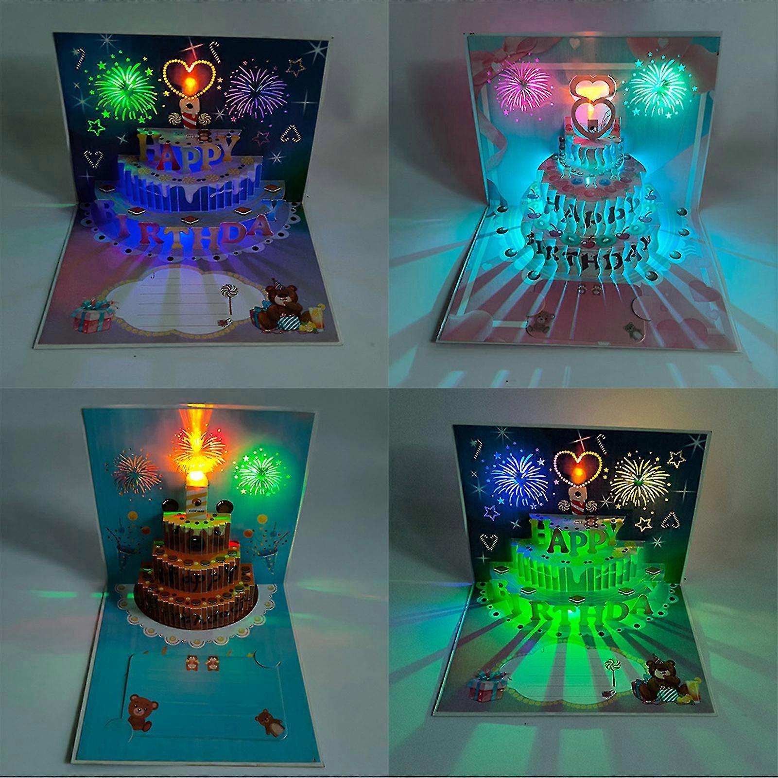 Musical Birthday Cards 3d Pop Up Light Blowable Cake Happy Birthday ...