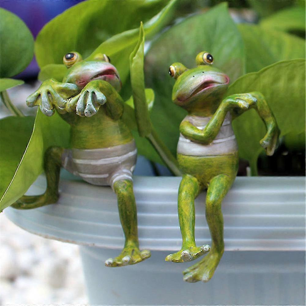 4 Pack Frog Figurines Hanging Animal Figurines, Resin Pot Hanging ...