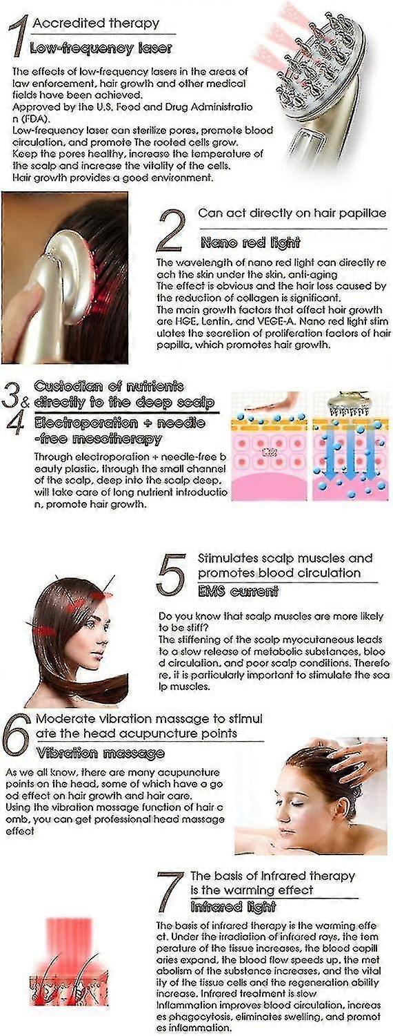 Professional Electric Hair Growth Laser Comb With Rf Ems Led Photon ...