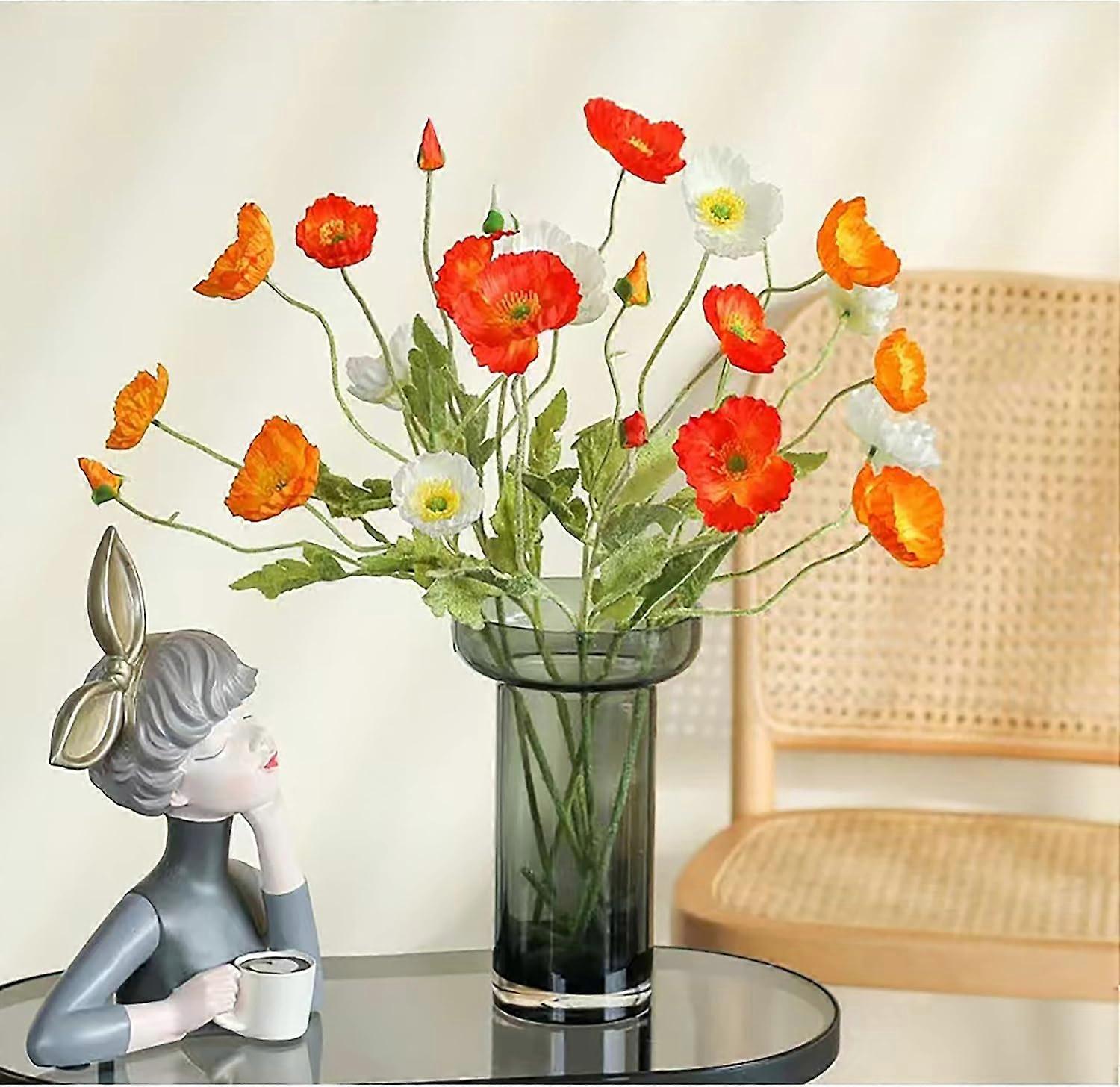 SBSG 6pcs Artificial Poppy Flowers Silk Fake Poppy Flowers Spring ...