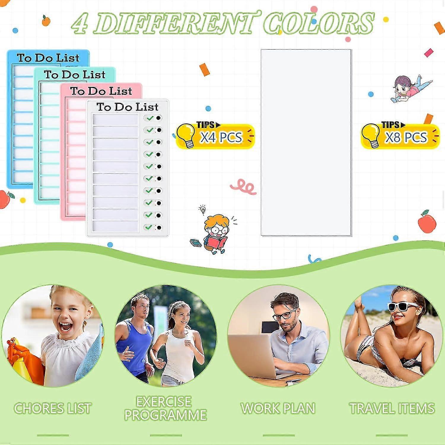 4 Pcs Sliding Routine Chores Chart, Chore Chart For Kids Reusable To Do List And Memo Checklist ...