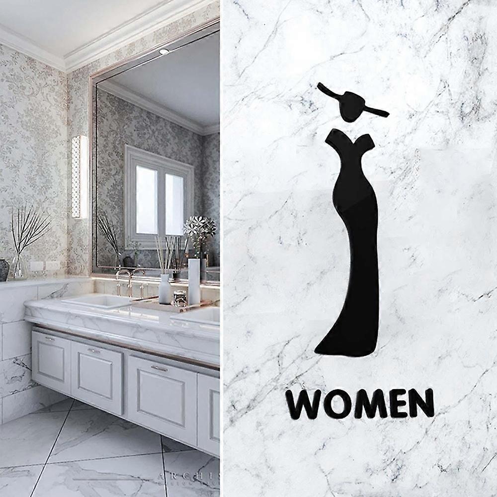 20 x 12cm Acrylic Bathroom Door Sign Adhesive 3D Restroom Signage for ...