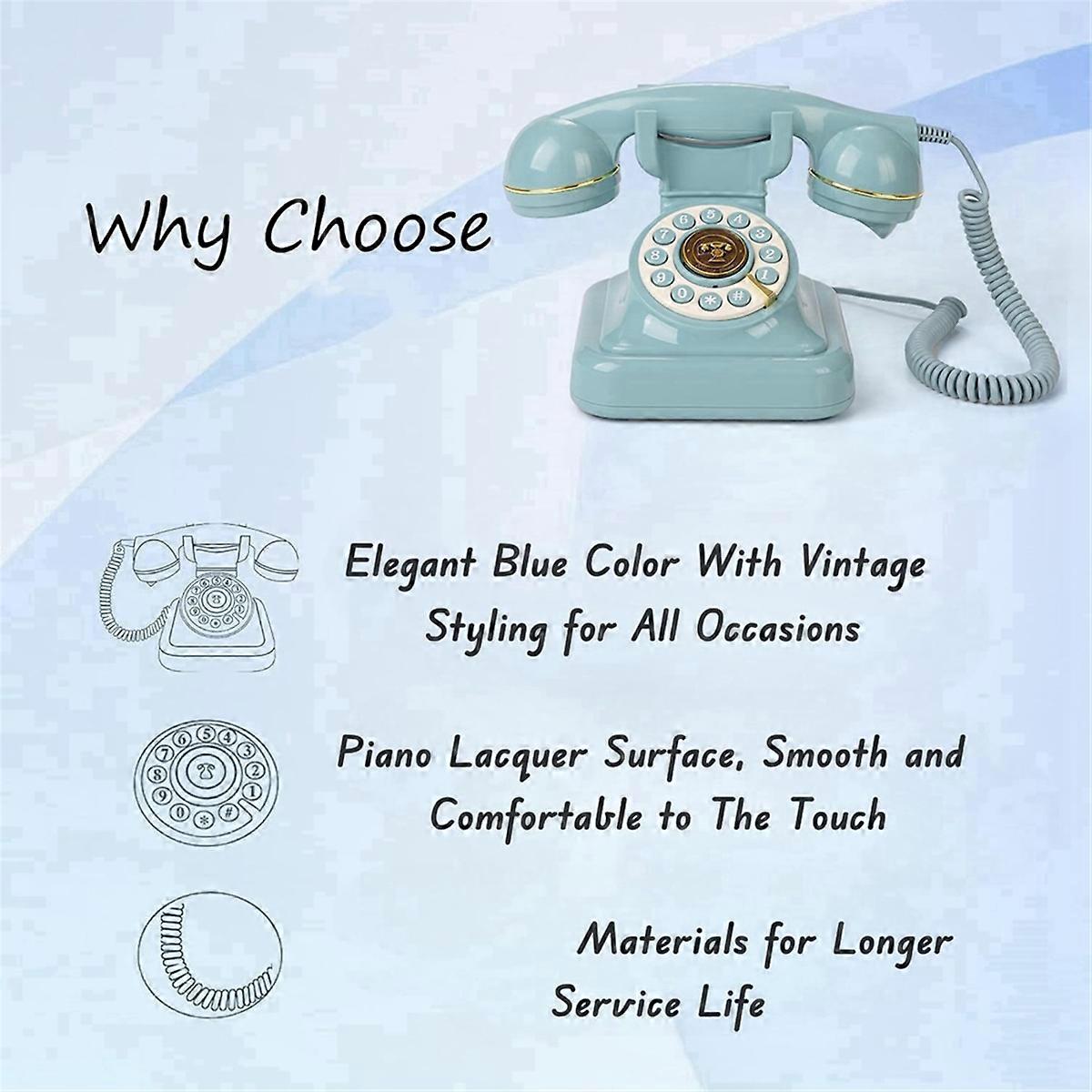 Retro Style Wired Dial Telephone Plug-in Home Fixed Landline Antique ...