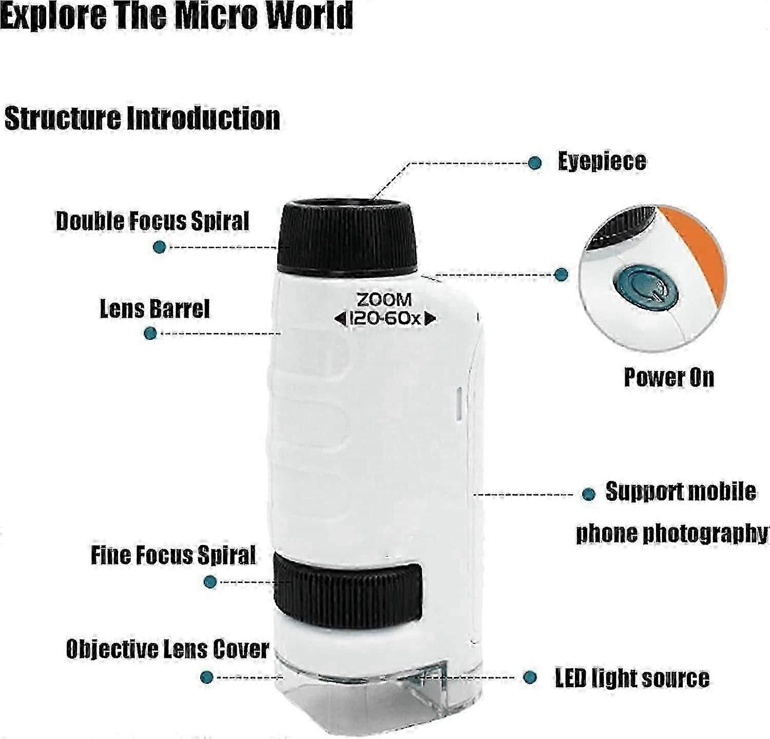 Mini Labsters Miniscope Kids,mini Labsters Portable Microscope,pocket Microscope Handheld ...