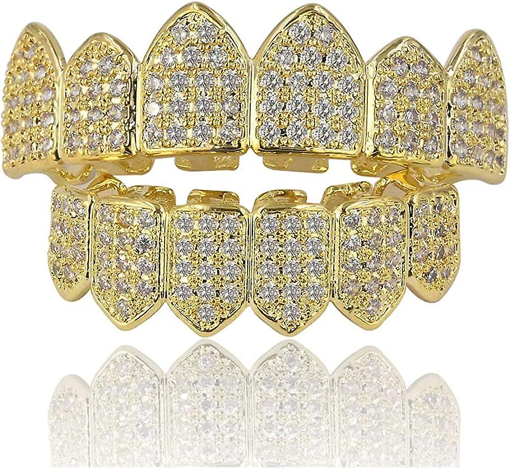 Cheap Hip Hop GRILLZ Iced Out AAA Fang Mouth Teeth Grillz