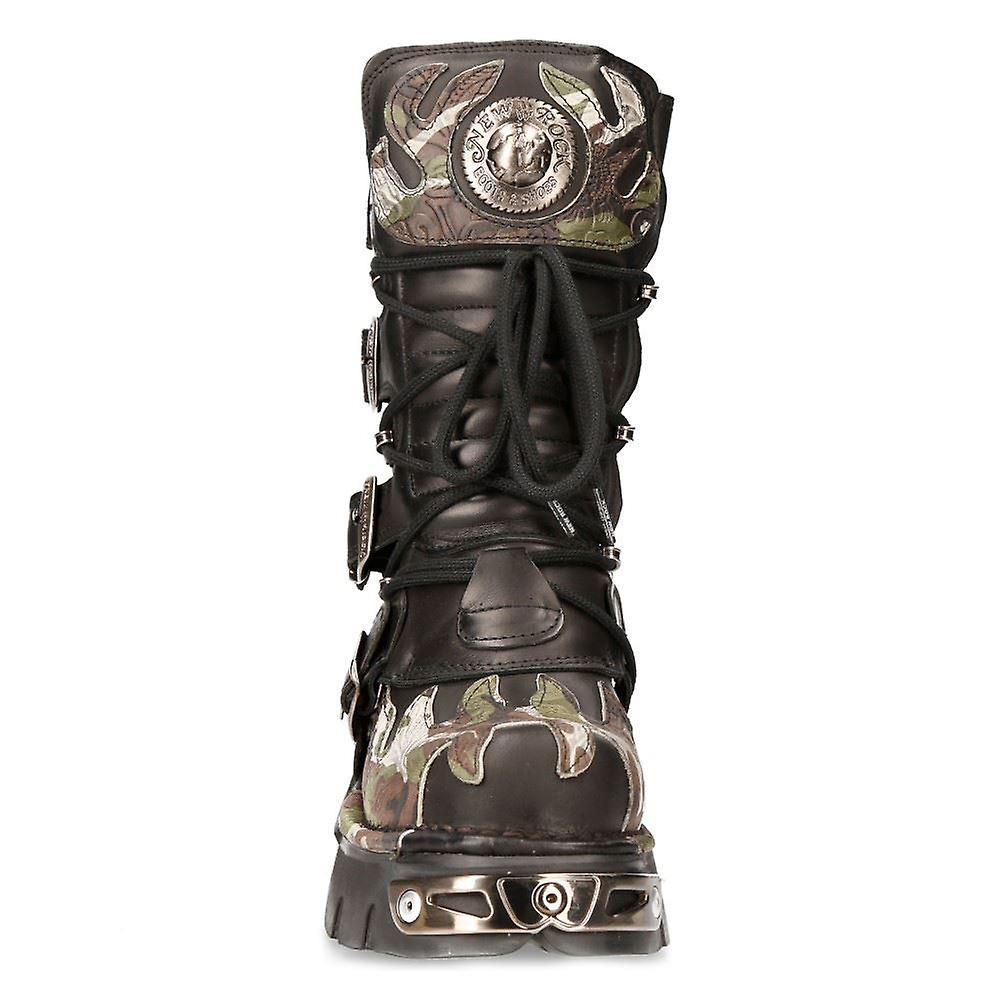 New Rock New Rock 591 S15 Camouflage Flame Metallic Black Leather Biker ...