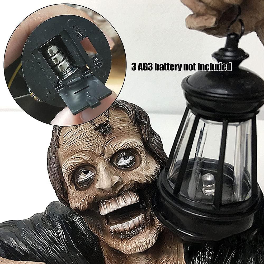 Zombie-Statue mit LED-Laterne, kreative gruselige Zombie-Skulptur ...