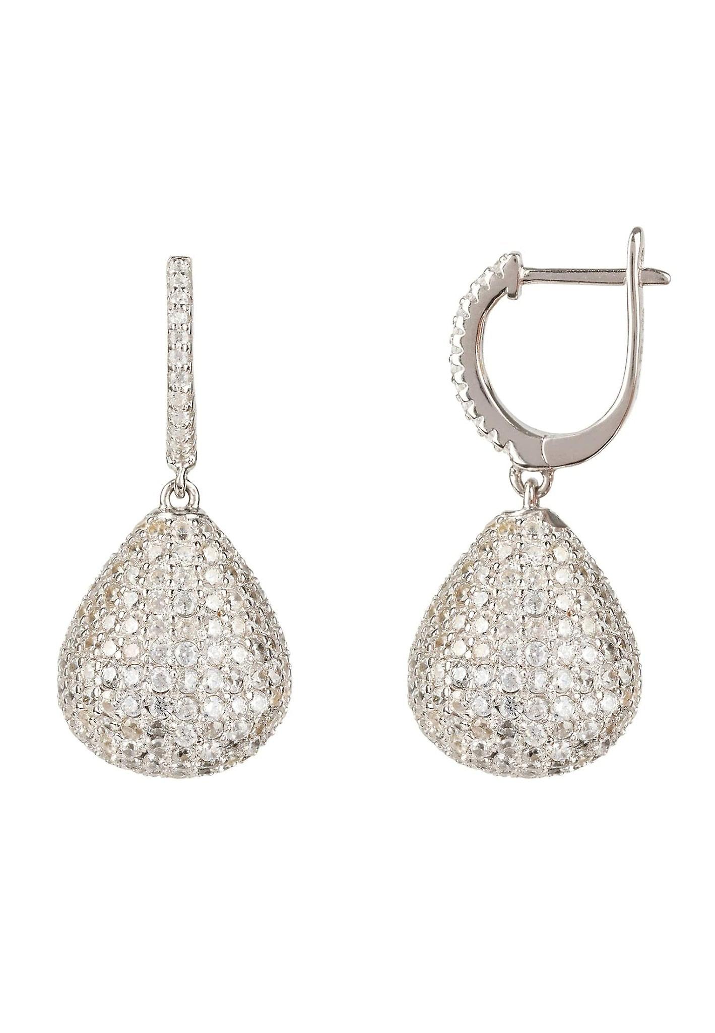Valerie Pear Drop Gemstone Earrings Silver White Cz | Fruugo UK