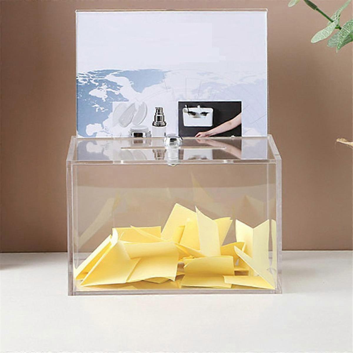Transparent Donation Box with Lock Money Collection Box Ballot Box ...