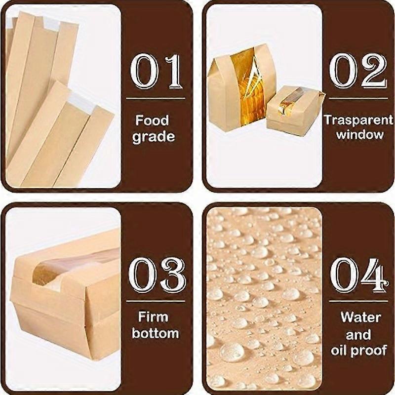 50pcs Bread Paper Bags, Sour Dough Bread Bags, Large Paper Bags With ...