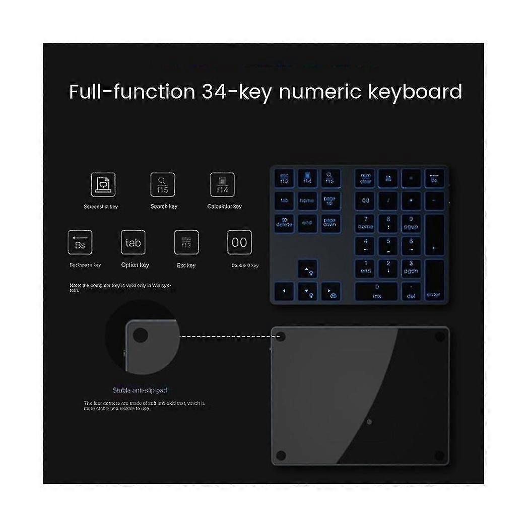 Backlight Bluetooth Numeric Keypad Rgb Rechargeable 34 Keys Keypad ...