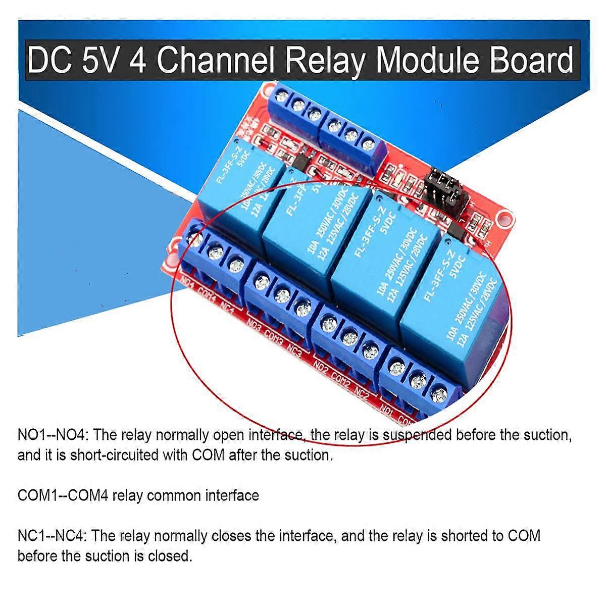 DC 5V 4 Channel Relay Module Board Shield with Optocoupler / High and ...