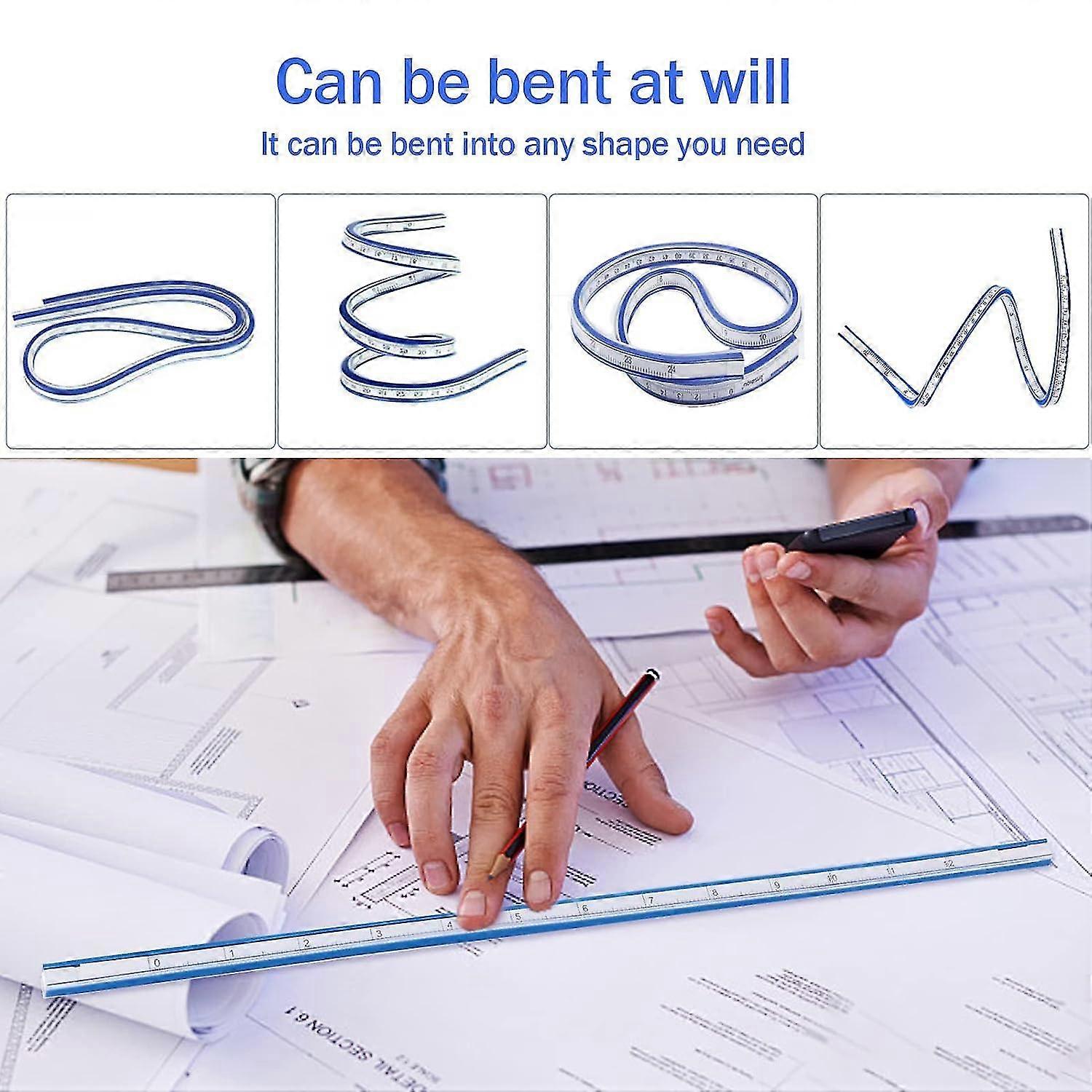 Flexible Ruler, 50cm Pvc Ruler, Bendable Curve Ruler Clearly Flexible ...