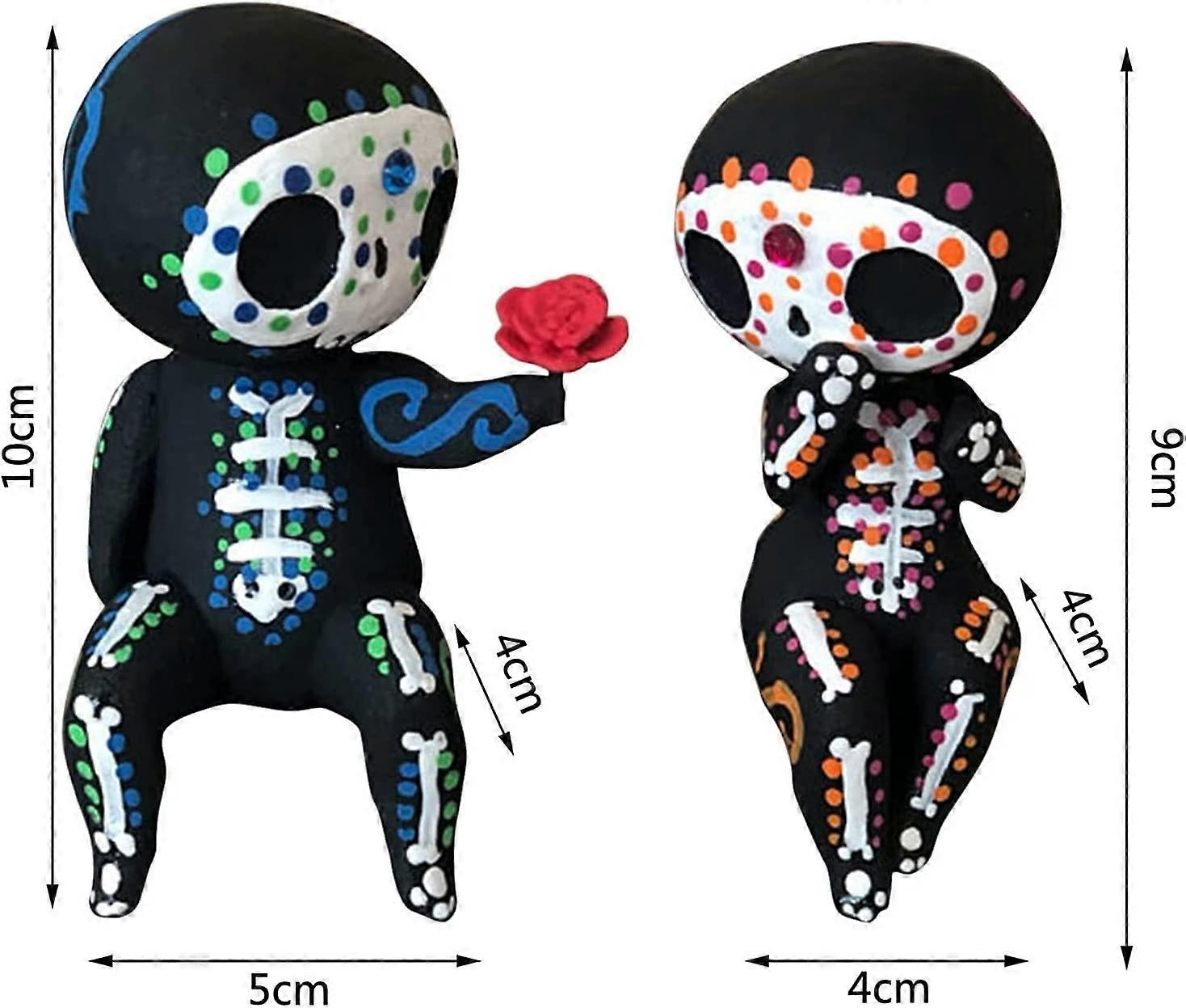 Sugar Skull Couple Statue, Sugar Skull Figurine, Resin Crafts Cute ...
