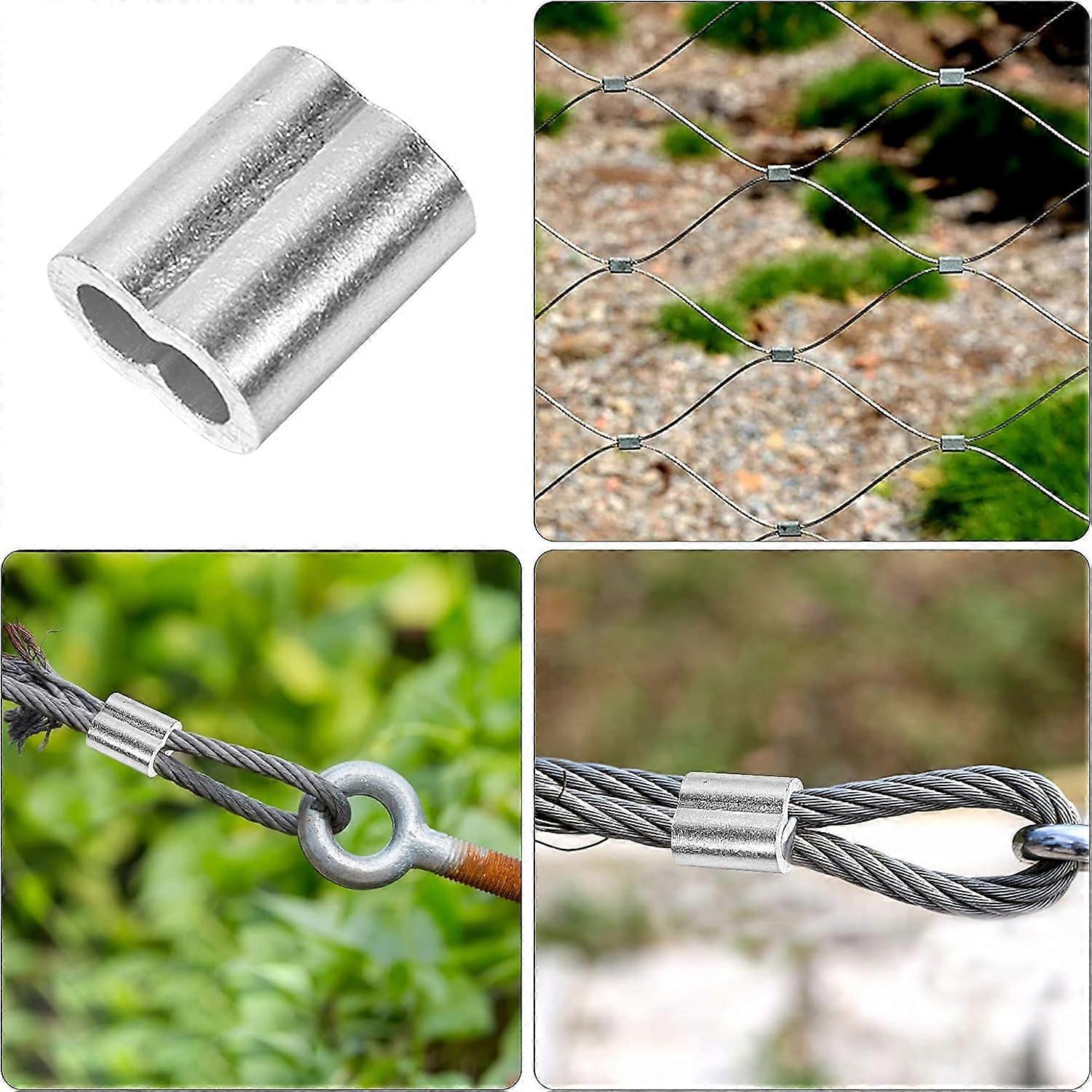 100 Pcs Aluminum Sleeves, Wire Rope Aluminum Ferrules, Aluminum Crimp ...