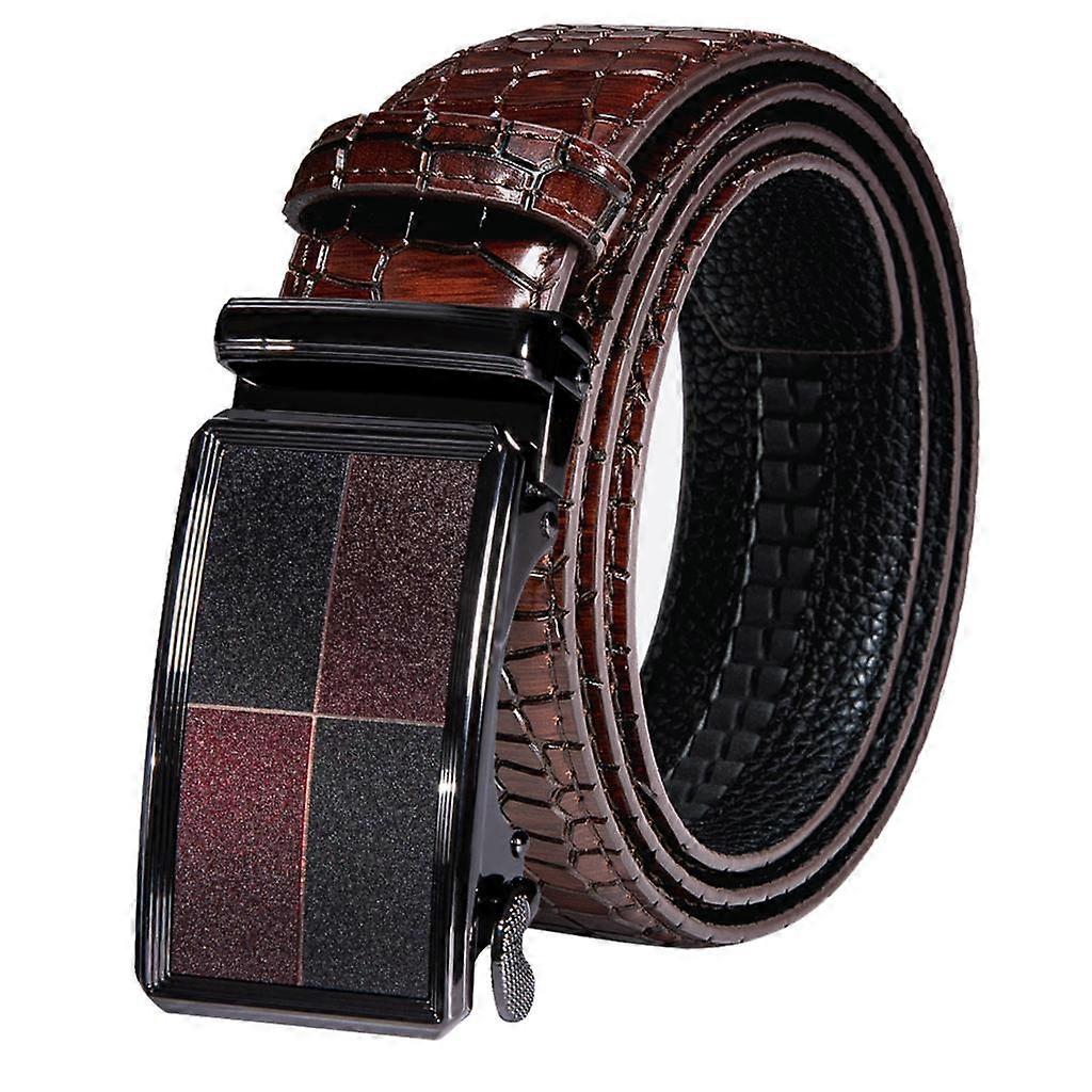 Automatic Buckles Mens Belts Red Burgundy Leather Men Belt Ratchet ...