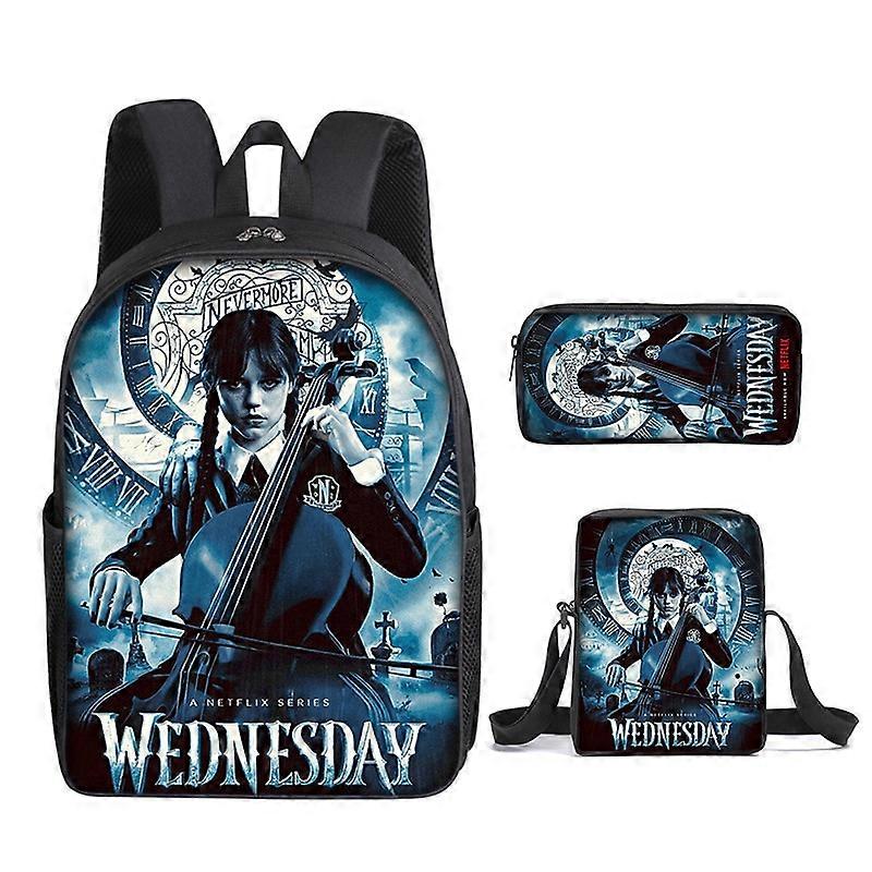 Three-piece Set of New Wednesday Addams Schoolbag Adams Wednesday ...