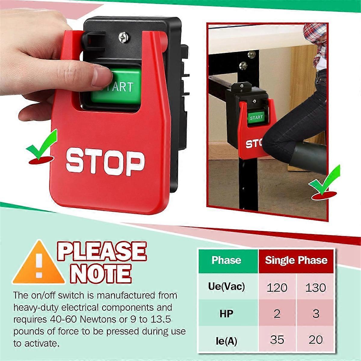 110/220V Single Phase on/Off Switch,Safety Power Switch with Large Stop ...