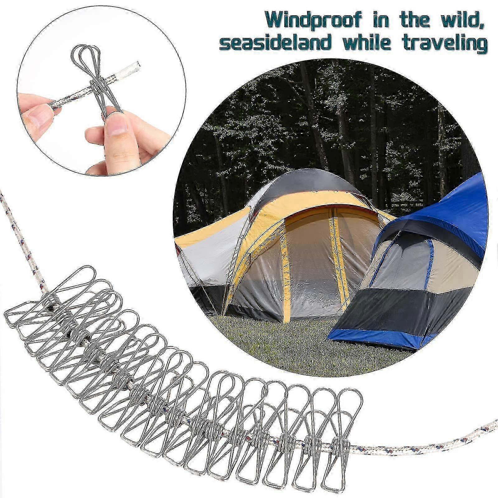 60 Pcs Clothes Pegs Stainless Steel Laundry Pins Clips Cloth Washing ...