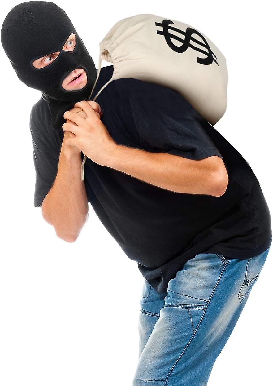 6 Pieces Dollar Sign Money Bag Canvas Drawstring Bag Halloween Robber ...