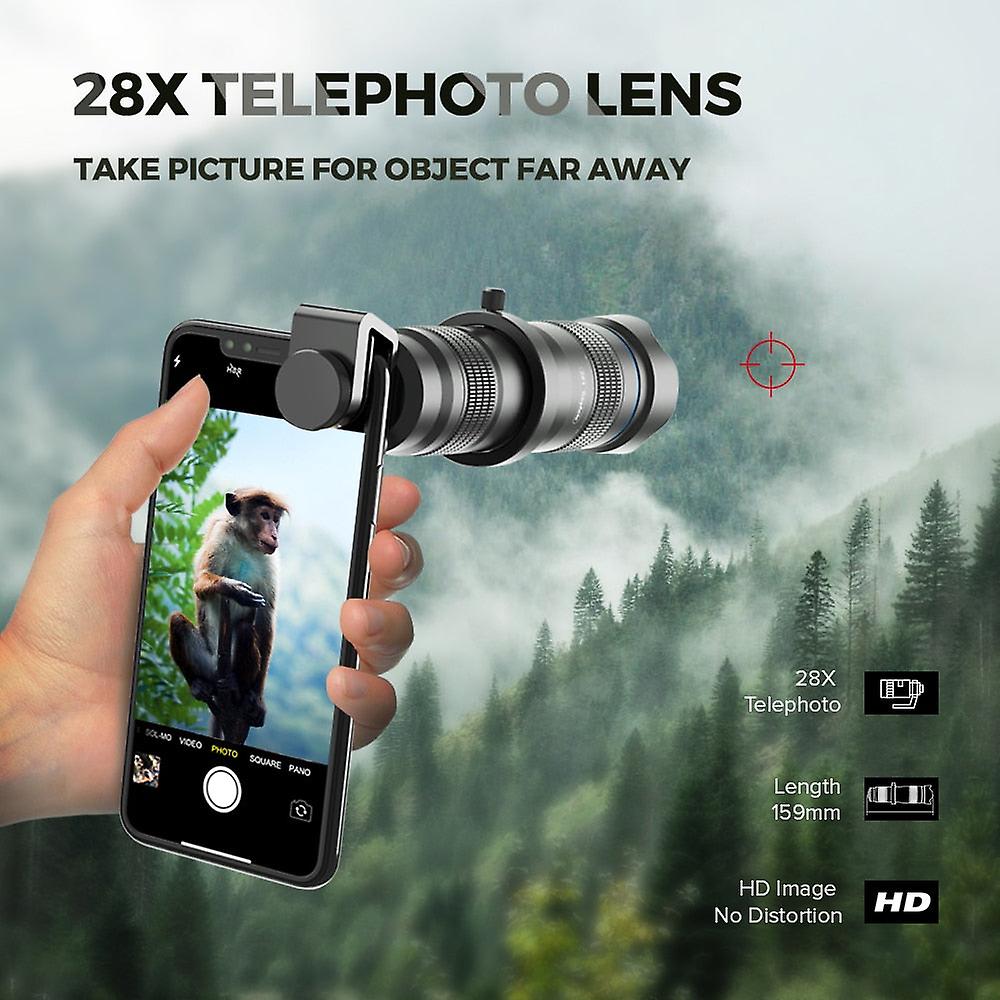 Apexel Pro Hd 28x Metal Telescope Lens Phone Camera Lense Monocular ...
