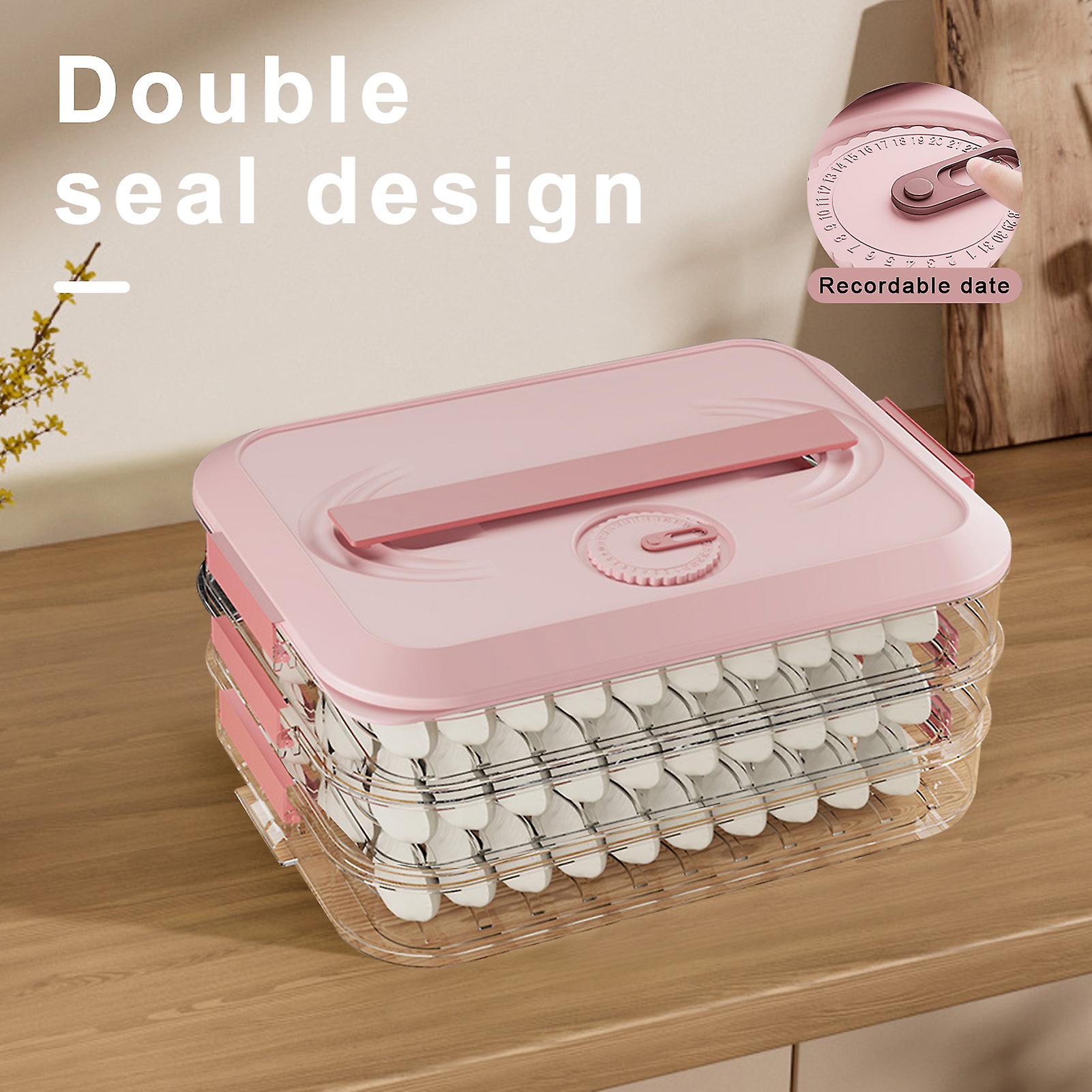 Dumpling Box Storage Container with Handle Food Grade BPA Free Non ...