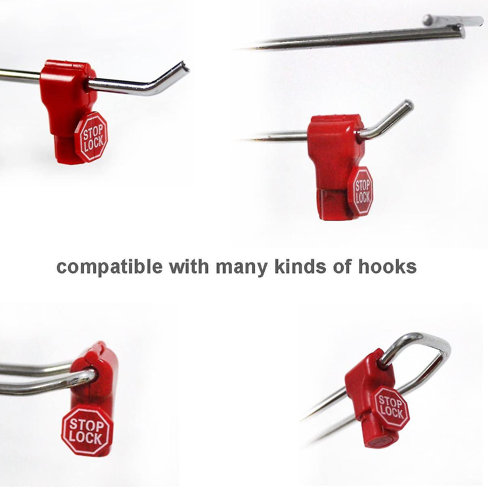 Peg Hook Lock Stop Lock 100 Pieces Plastic Red Stop Lock Anti-theft ...