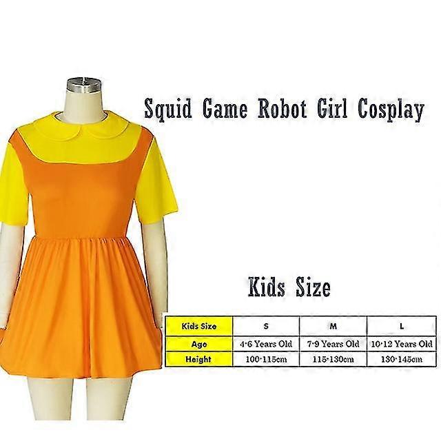 Squid Game Robot Doll Girl Costume For Kids Game Red Light Green Light ...