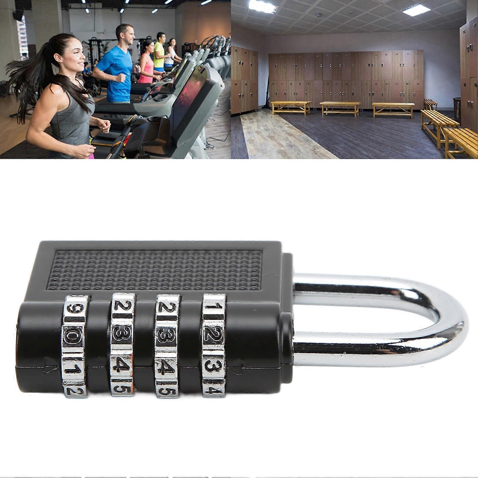 Gym Locker Door Padlock 4 Digit Combination Zinc Alloy Black Anti Theft ...