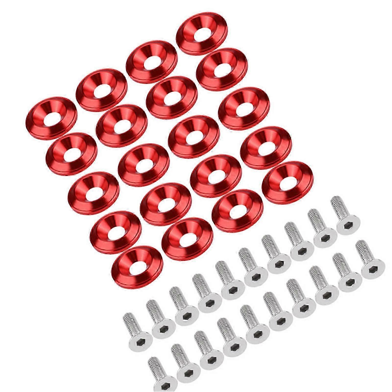 Aluminum Bumper Fender Washer Bolt Engine Bay Dress Up Kit 20Pcs Red ...